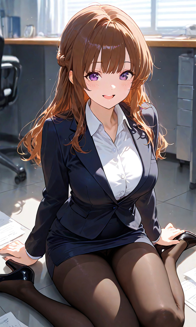 床に座り込むスーツ女子 | ゃ㈒㏸︎︎︎︎giga @AIイラスト術師 | イロミライ（ベータ）-iromirai-AIイラスト・AIフォト・AIグラビア専用の投稿サイト-